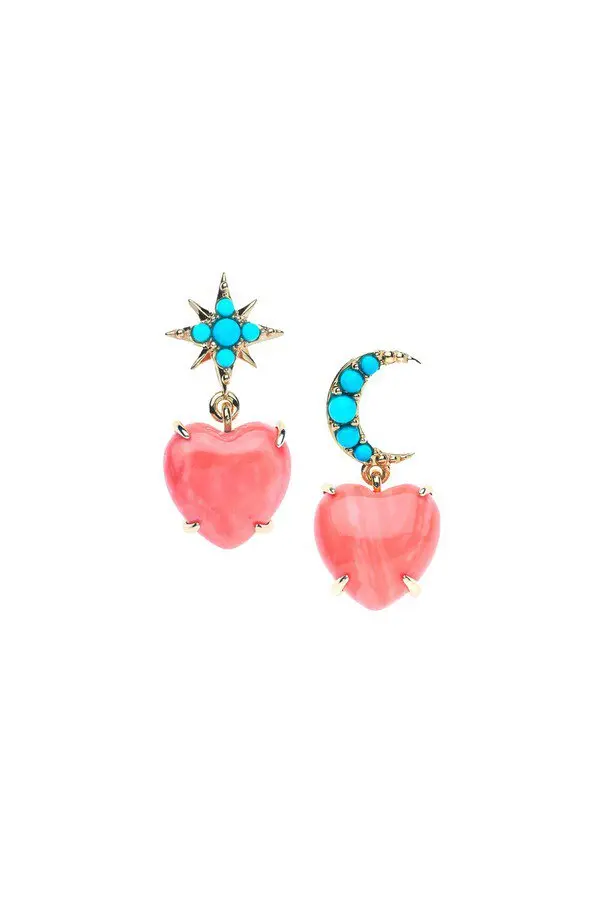 JANE WIN Love You To The Moon And Stars Earrings - Coral