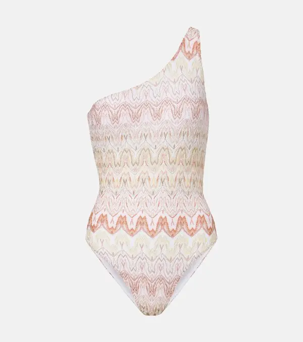 Missoni Zigzag One-shoulder Lame Swimsuit - Multicoloured