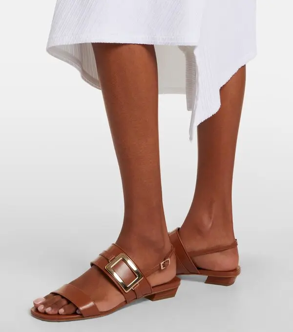 ROGER VIVIER Belle Vivier Leather Slingback Sandals