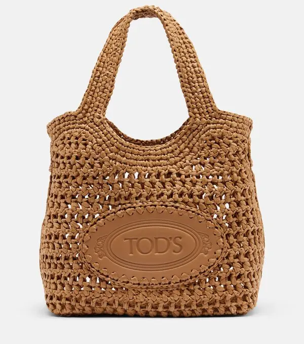 TOD'S Logo Raffia Top-handle Bag