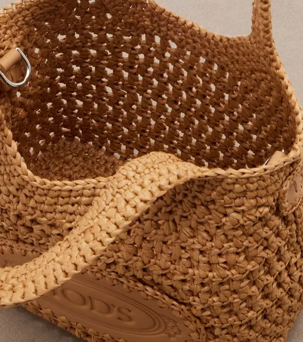 TOD'S Logo Raffia Top-handle Bag