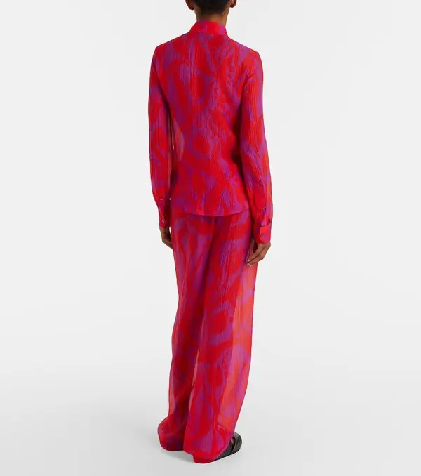 Dries Van Noten Pachas Silk Straight Pants