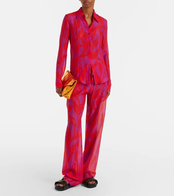 Dries Van Noten Pachas Silk Straight Pants