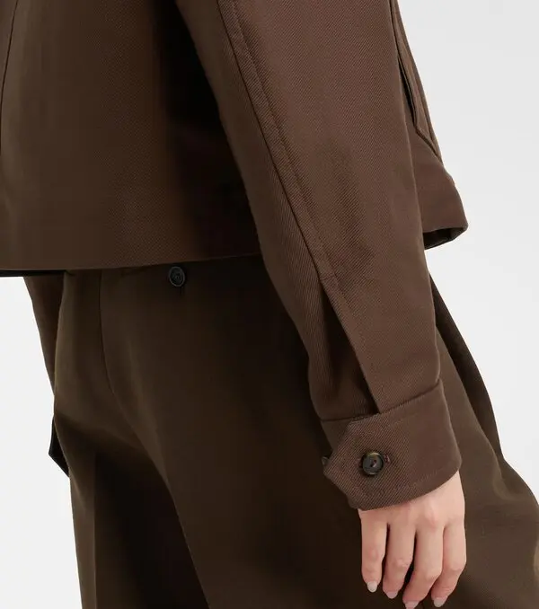 Vince Cropped Leather-trimmed Twill Jacket