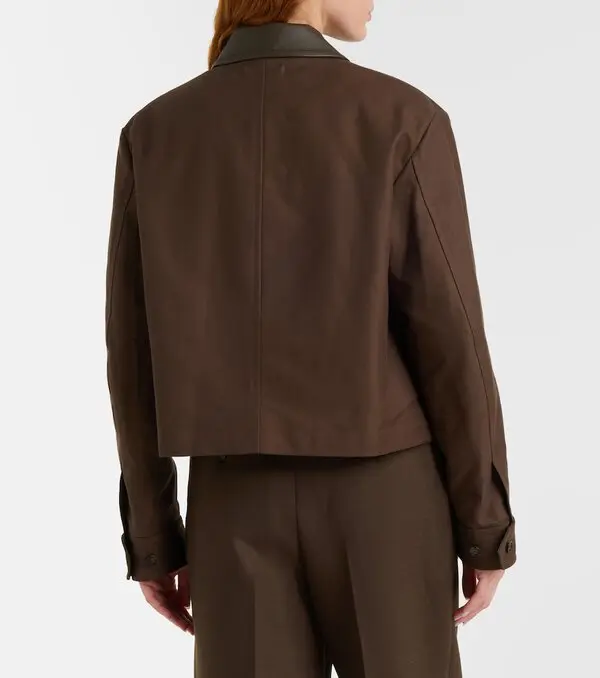 Vince Cropped Leather-trimmed Twill Jacket