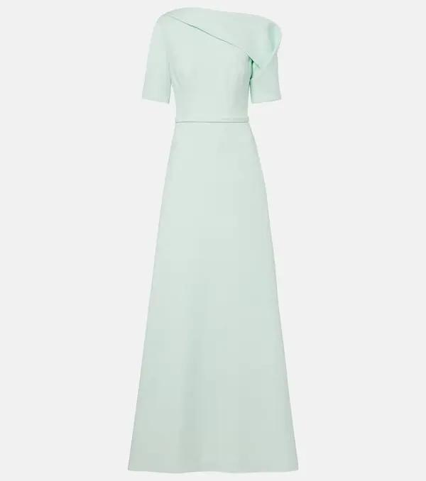 Safiyaa Stephanie Draped Crepe Gown - Turquoise