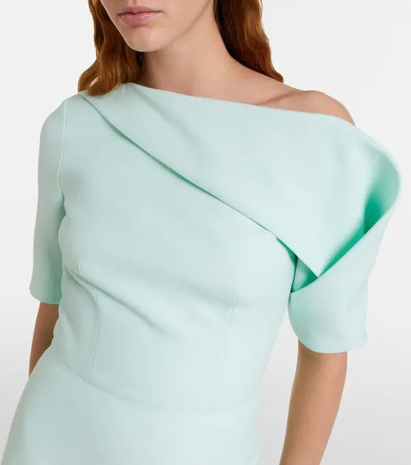 Safiyaa Stephanie Draped Crepe Gown - Turquoise
