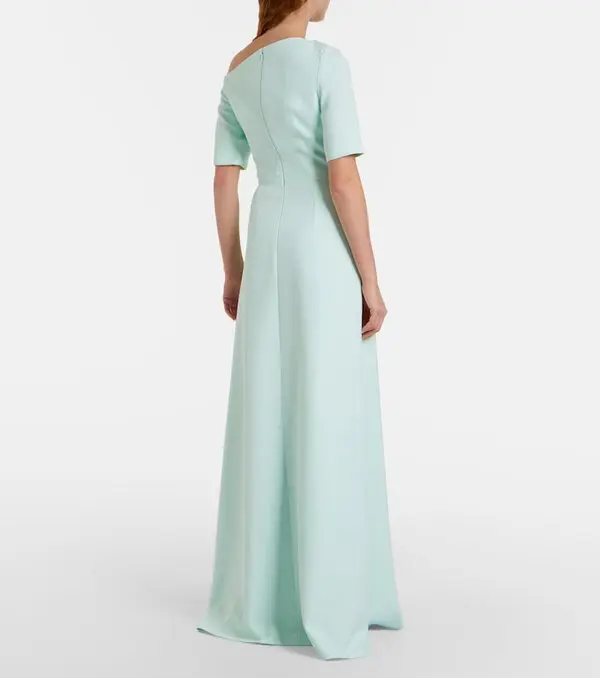 Safiyaa Stephanie Draped Crepe Gown - Turquoise