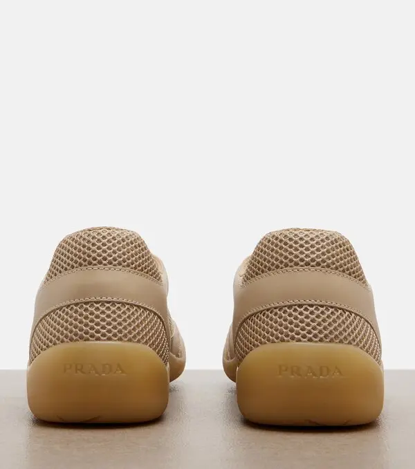 Prada Speedrock Leather-trimmed Sneakers - Beige