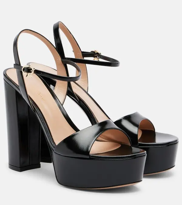 GIANVITO ROSSI Marlena Leather Platform Sandals - Black