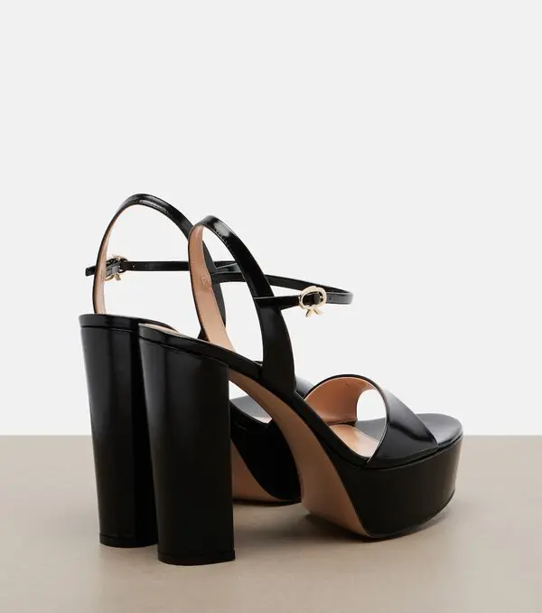 GIANVITO ROSSI Marlena Leather Platform Sandals - Black
