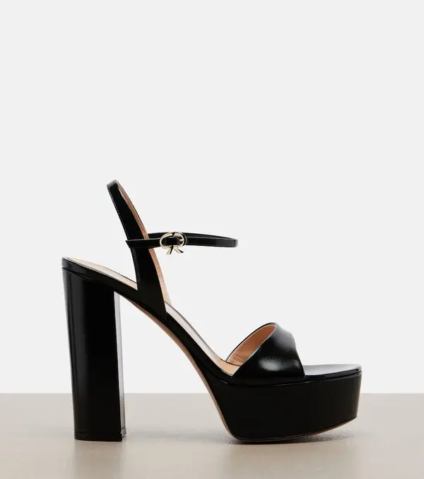 GIANVITO ROSSI Marlena Leather Platform Sandals - Black