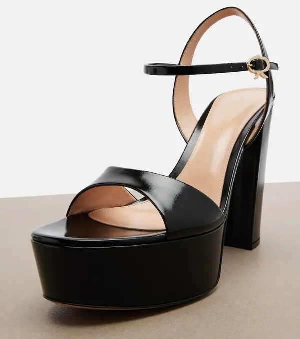 GIANVITO ROSSI Marlena Leather Platform Sandals - Black