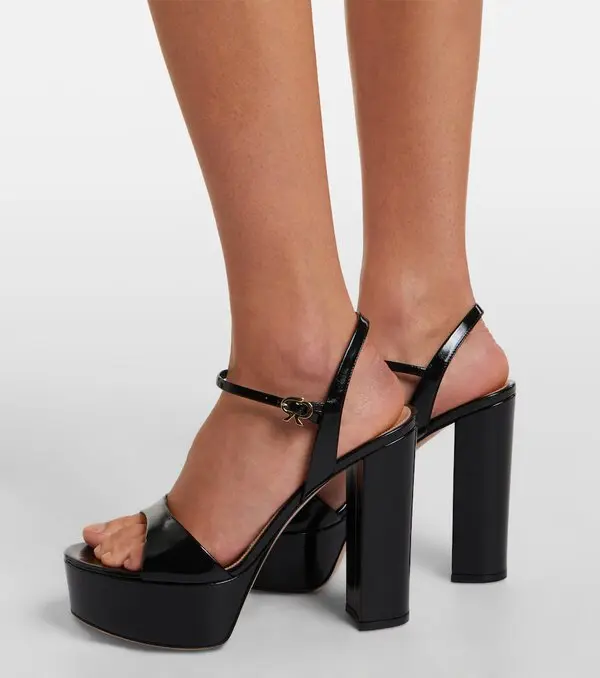 GIANVITO ROSSI Marlena Leather Platform Sandals - Black