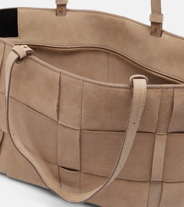 DEMELLIER Florence Large Suede Tote Bag - Beige