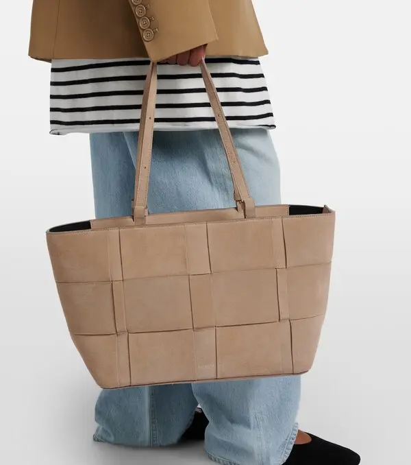 DEMELLIER Florence Large Suede Tote Bag - Beige