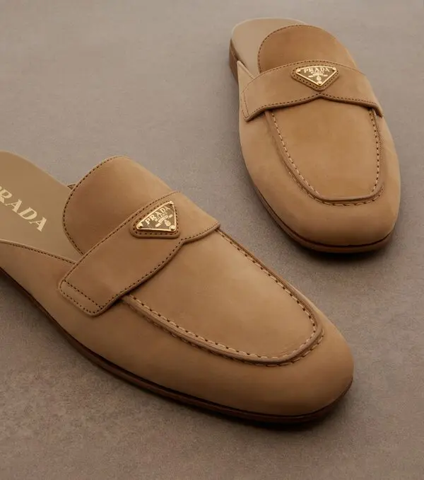 Prada Suede Mules - Beige
