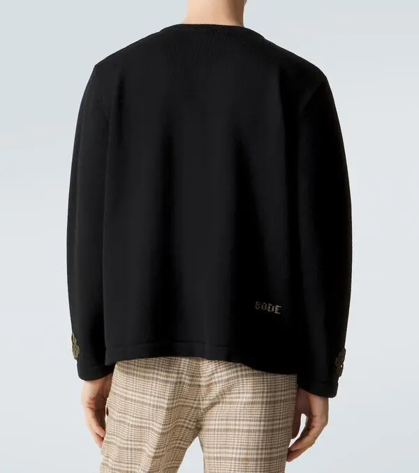 BODE Looped Frog Embroidered Wool Cardigan