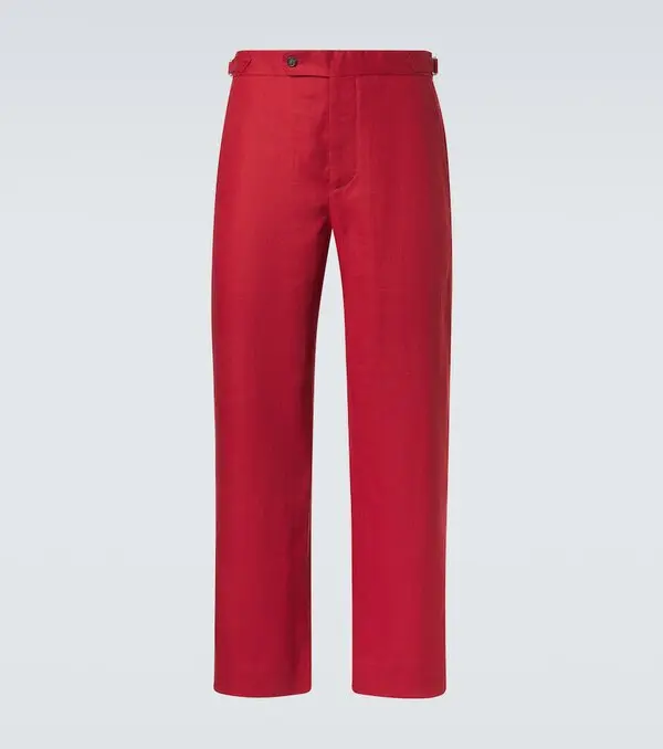 BODE Linen Straight Trousers - Red