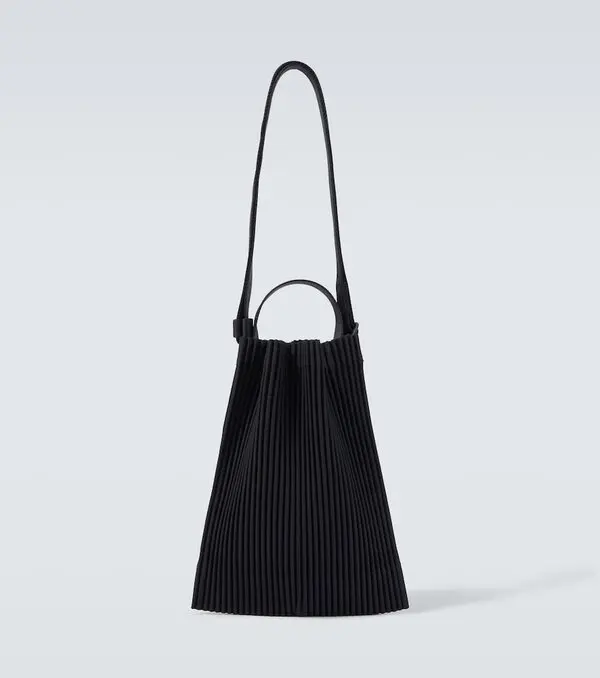 Issey Miyake Pleated Drawstring Shoulder Bag - Black