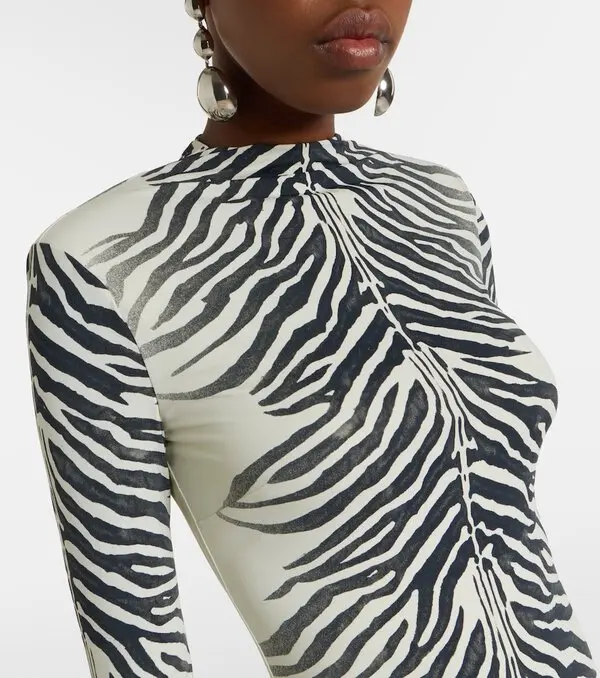 DE LA VALI Kari Zebra-print Maxi Dress