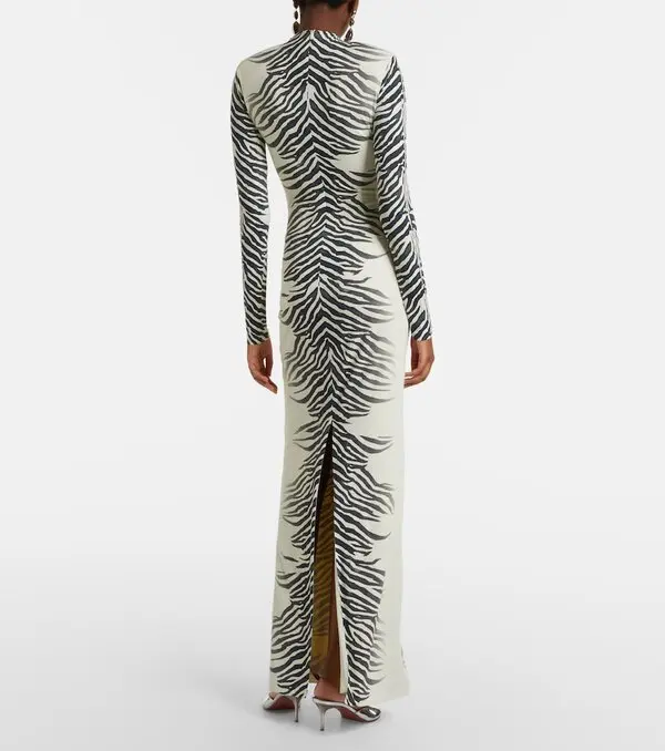 DE LA VALI Kari Zebra-print Maxi Dress
