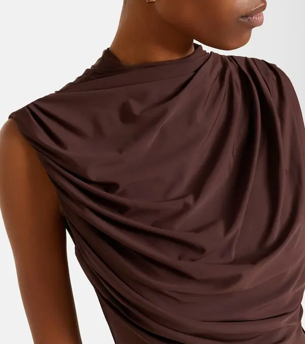 DE LA VALI Draped Caped Jersey Mini Dress