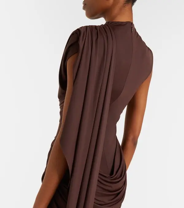 DE LA VALI Draped Caped Jersey Mini Dress