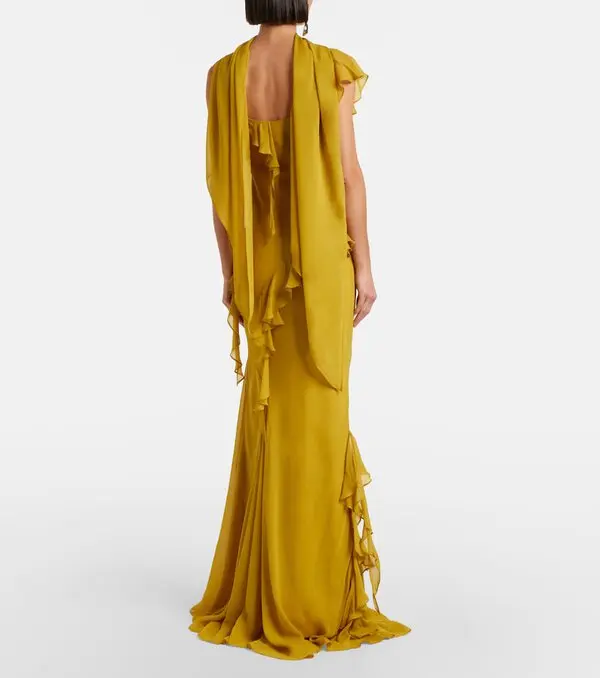 DE LA VALI Mayara Ruffled Georgette Gown