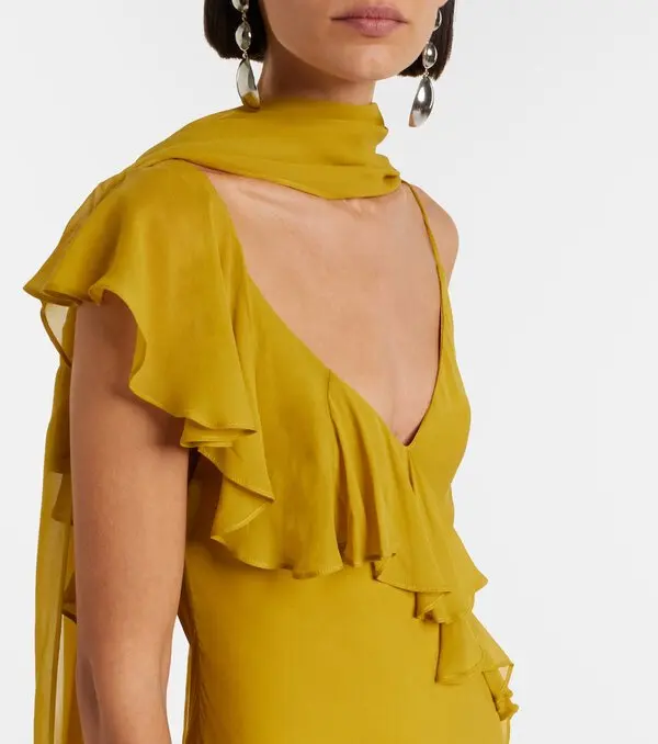 DE LA VALI Mayara Ruffled Georgette Gown