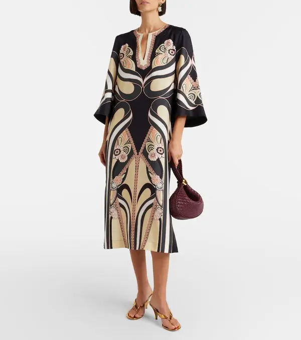 La DoubleJ Printed Silk Twill Kaftan