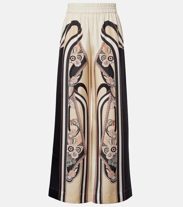 La DoubleJ Printed Silk Palazzo Pants