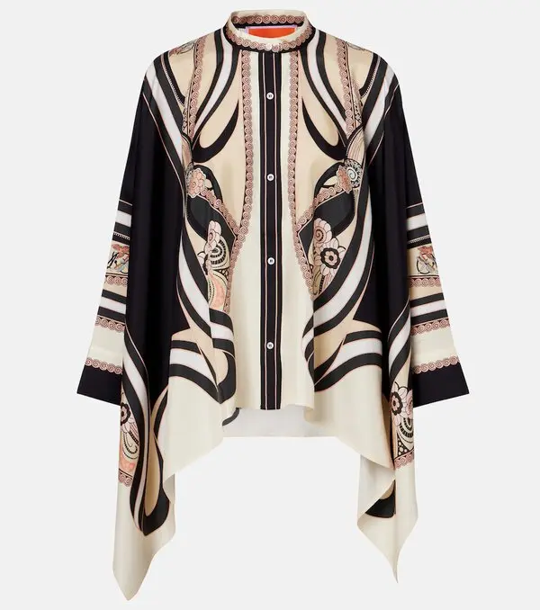 La DoubleJ Printed Silk Twill Shirt - Beige