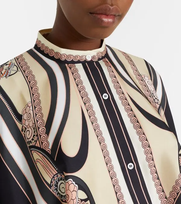 La DoubleJ Printed Silk Twill Shirt - Beige