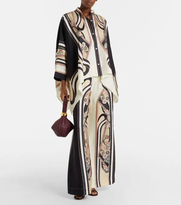 La DoubleJ Printed Silk Twill Shirt - Beige