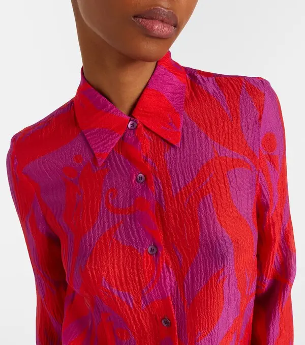 Dries Van Noten Printed Silk Shirt - Red