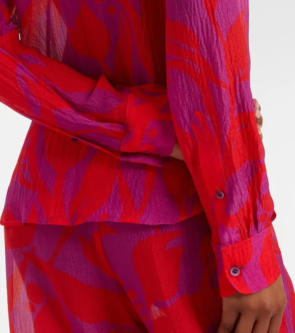 Dries Van Noten Printed Silk Shirt - Red