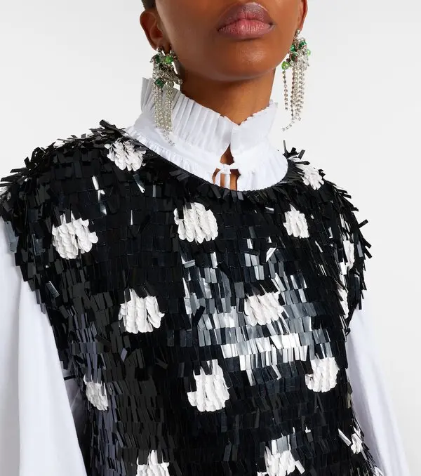 Dries Van Noten Sequined Silk Top - Black
