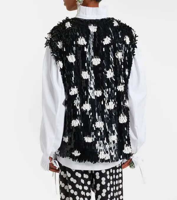 Dries Van Noten Sequined Silk Top - Black
