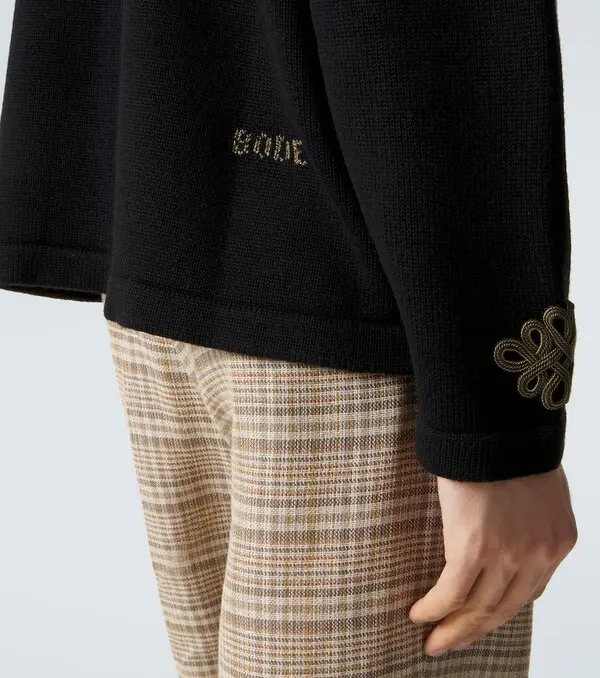 BODE Looped Frog Embroidered Wool Cardigan