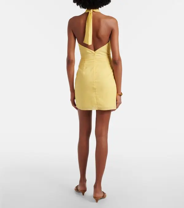 CALA DE LA CRUZ Soleilama" Printed Cotton Mini Dress - Yellow