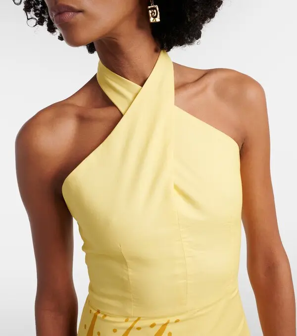 CALA DE LA CRUZ Soleilama" Printed Cotton Mini Dress - Yellow