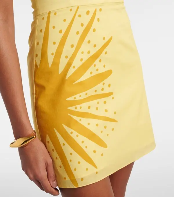 CALA DE LA CRUZ Soleilama" Printed Cotton Mini Dress - Yellow
