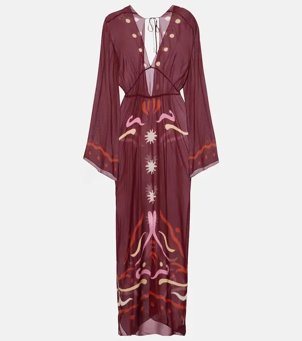 CALA DE LA CRUZ Odele Printed Maxi Dress - Burgundy