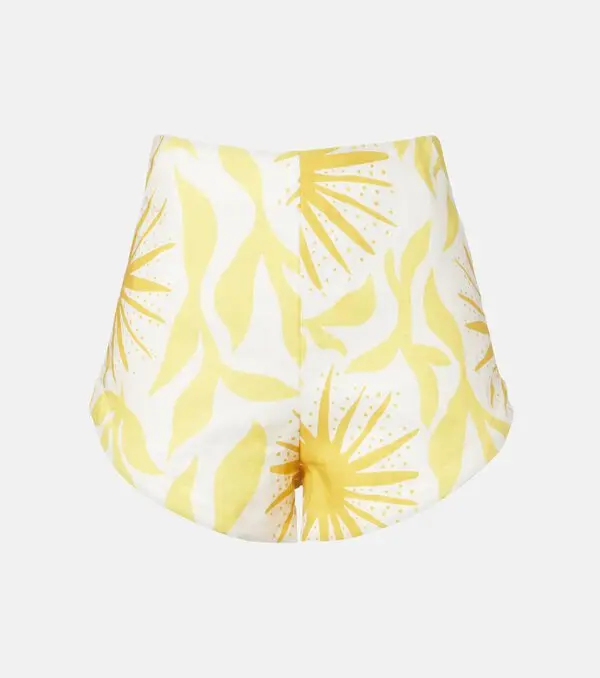 CALA DE LA CRUZ Bahamas Printed Linen Shorts - Yellow