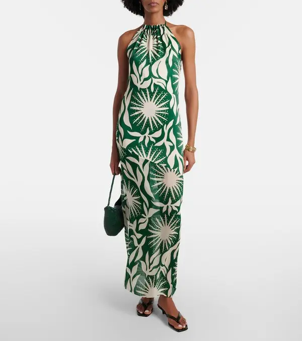 CALA DE LA CRUZ Acacia Beaded Halterneck Maxi Dress