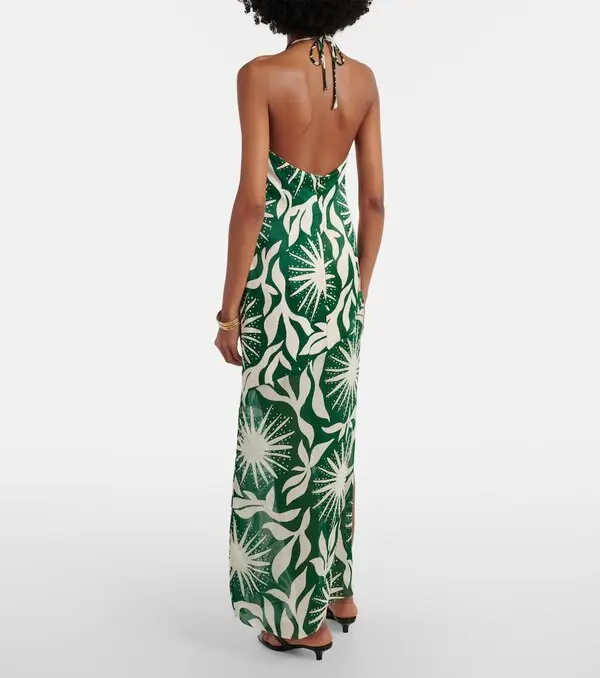 CALA DE LA CRUZ Acacia Beaded Halterneck Maxi Dress