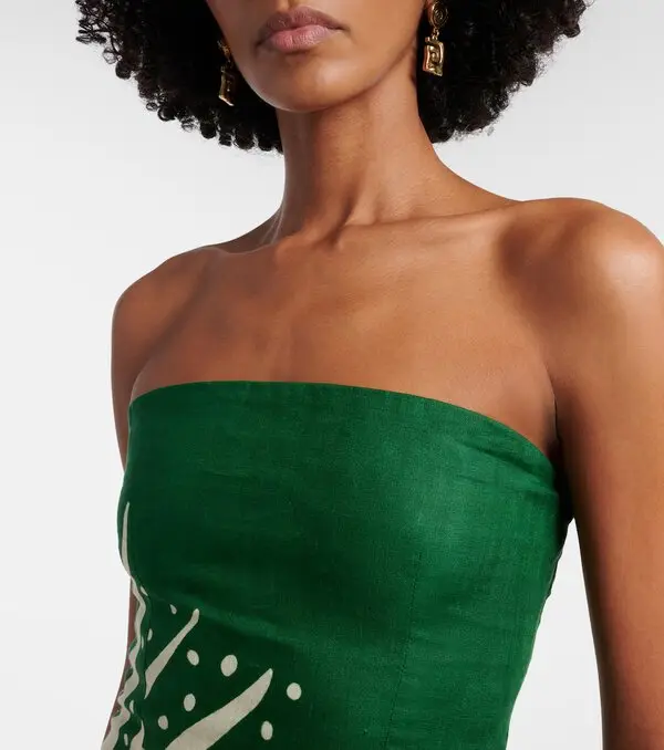CALA DE LA CRUZ Carla Printed Linen Minidress - Green