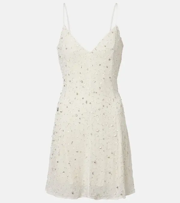 Staud Embellished Tulle Mini Dress - White