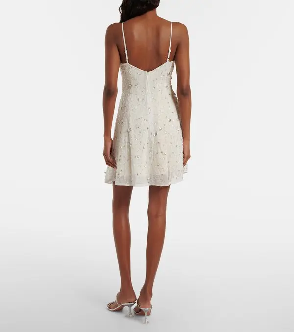 Staud Embellished Tulle Mini Dress - White
